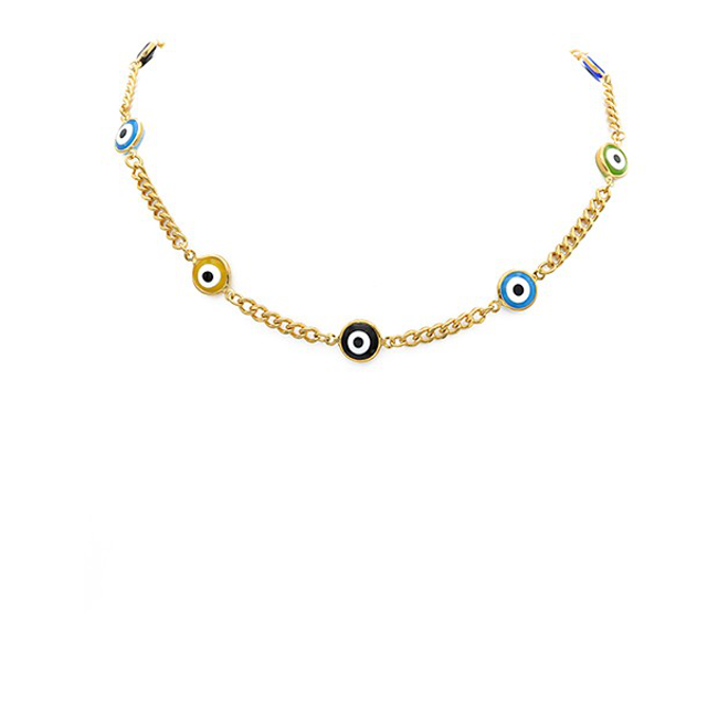 Gold Filled Evil Eye Chain Necklace – H&R Fashion Jewelry